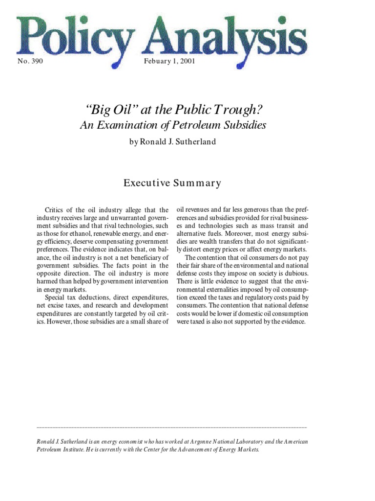 "Big Oil" at The Public Trough? An Examination of Petroleum Subsidies ...