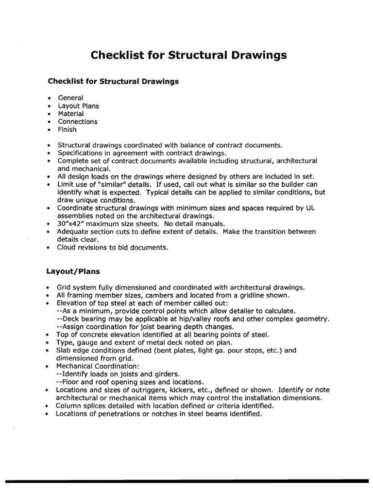 Structural Drawing Check List | PDF | Truss | Beam (Structure)
