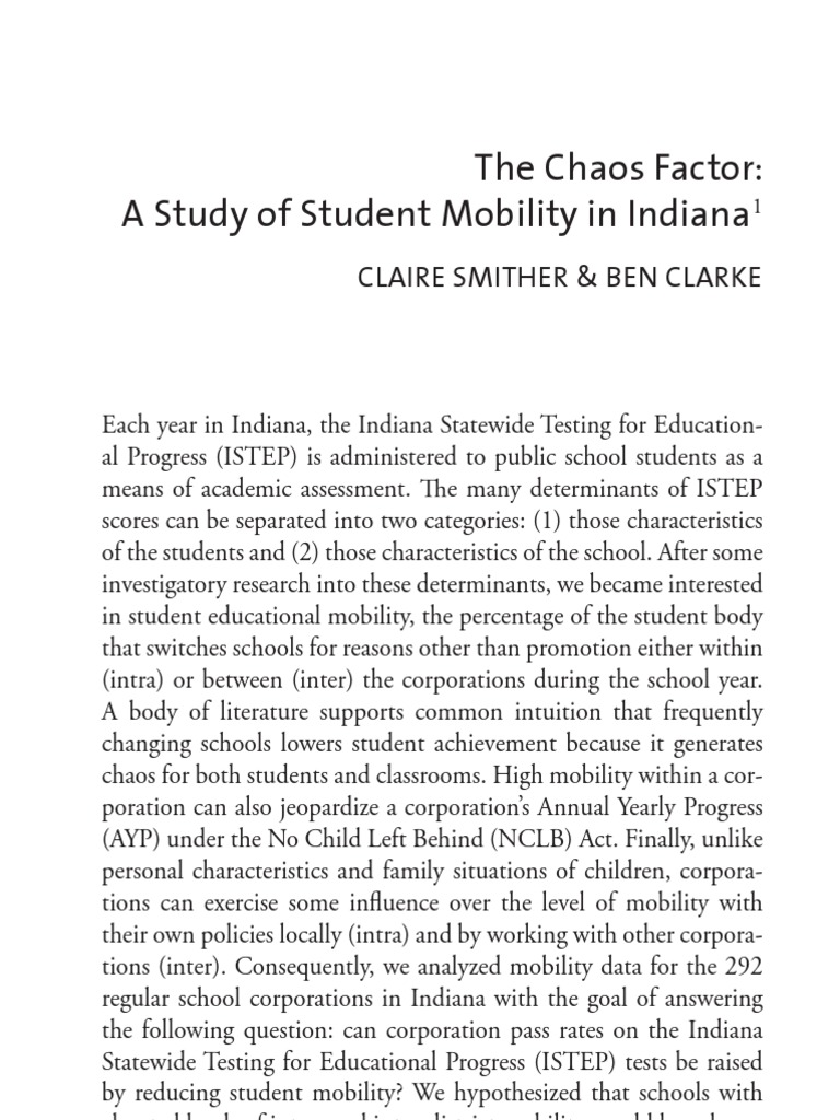 The Chaos Factor: A Study of Student Mobility in Indiana | PDF ...