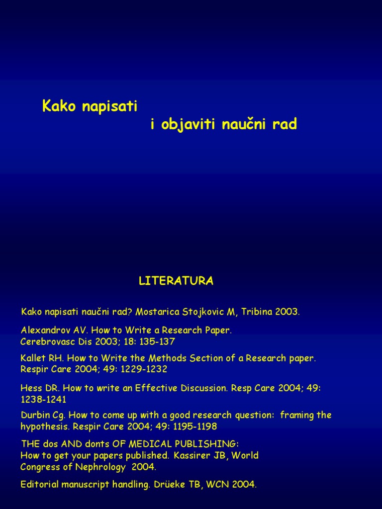 Kako Napisati I Objaviti Naucni Rad | PDF Kako Napisati I Objaviti Naucni Rad | PDF