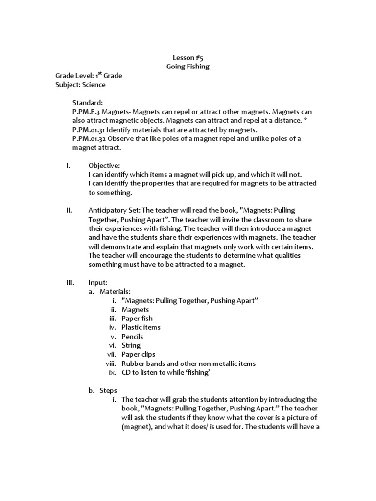 Lesson Gone Fishing | PDF | Magnet | Reading Comprehension