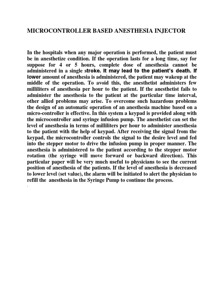 Automated Anesthesia System | PDF