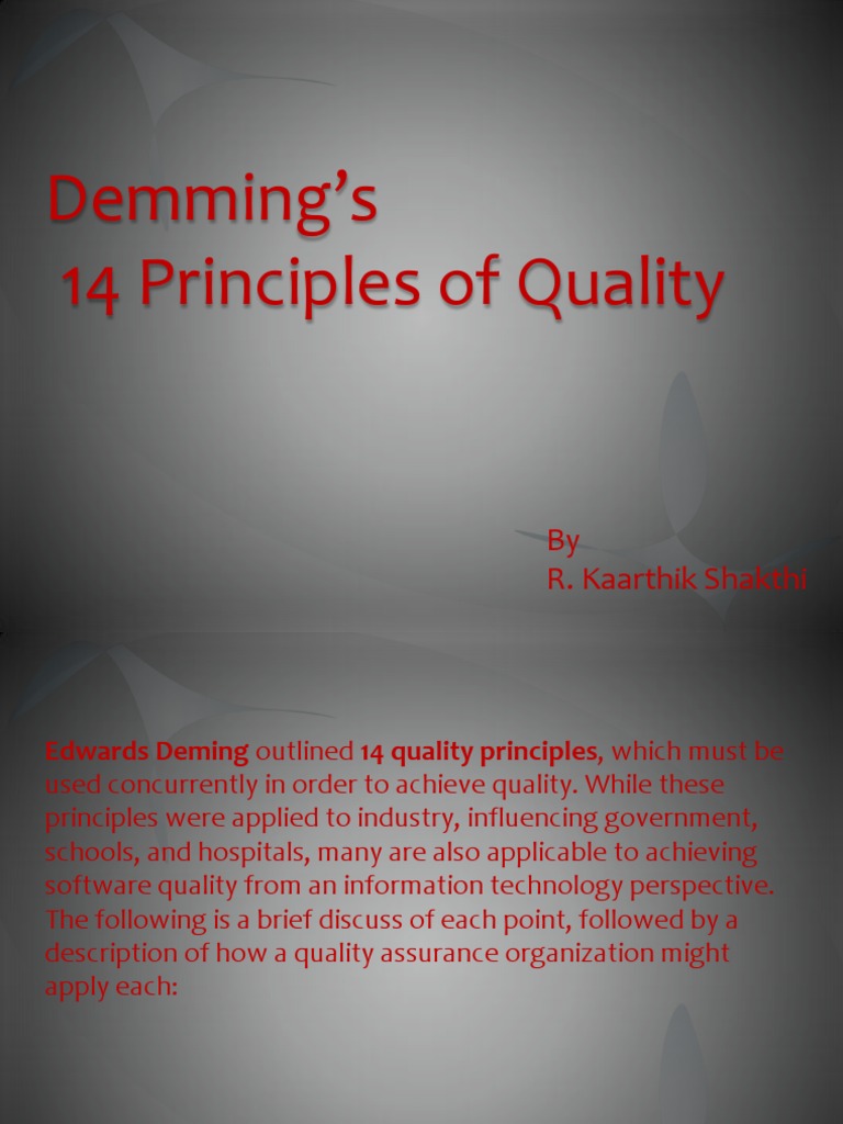 Demming's 14 Principles | PDF | Quality Assurance | Software Testing