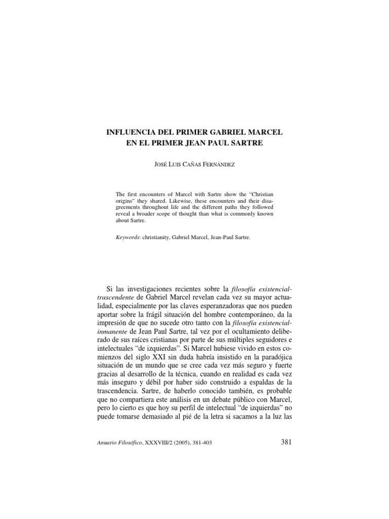 Gabriel Marcel e Sartre | PDF | Existencialismo | Jean Paul Sartre