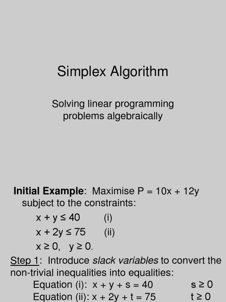 E1605 Simplex Algorithm | Download Free PDF | Algorithms And Data Structures | Numerical Analysis