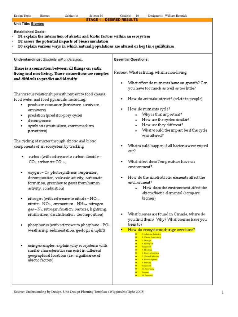Unit Plan - Biomes | PDF | Ecosystem | Forests