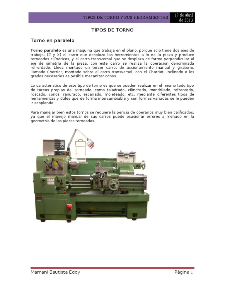 Tipos de Tornos | PDF | Control numerico | Mecanizado