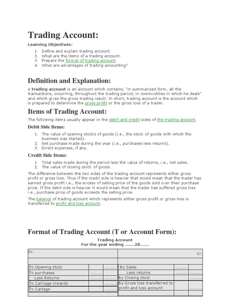 Trading and Profit Loss Account | PDF | Expense | Income Statement