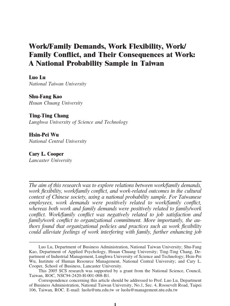 WFC and FWC | PDF | Survey Methodology | Job Satisfaction