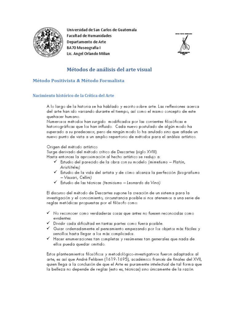 Métodos de Análisis Del Arte Visual - Positivismo y Formalismo | PDF ...