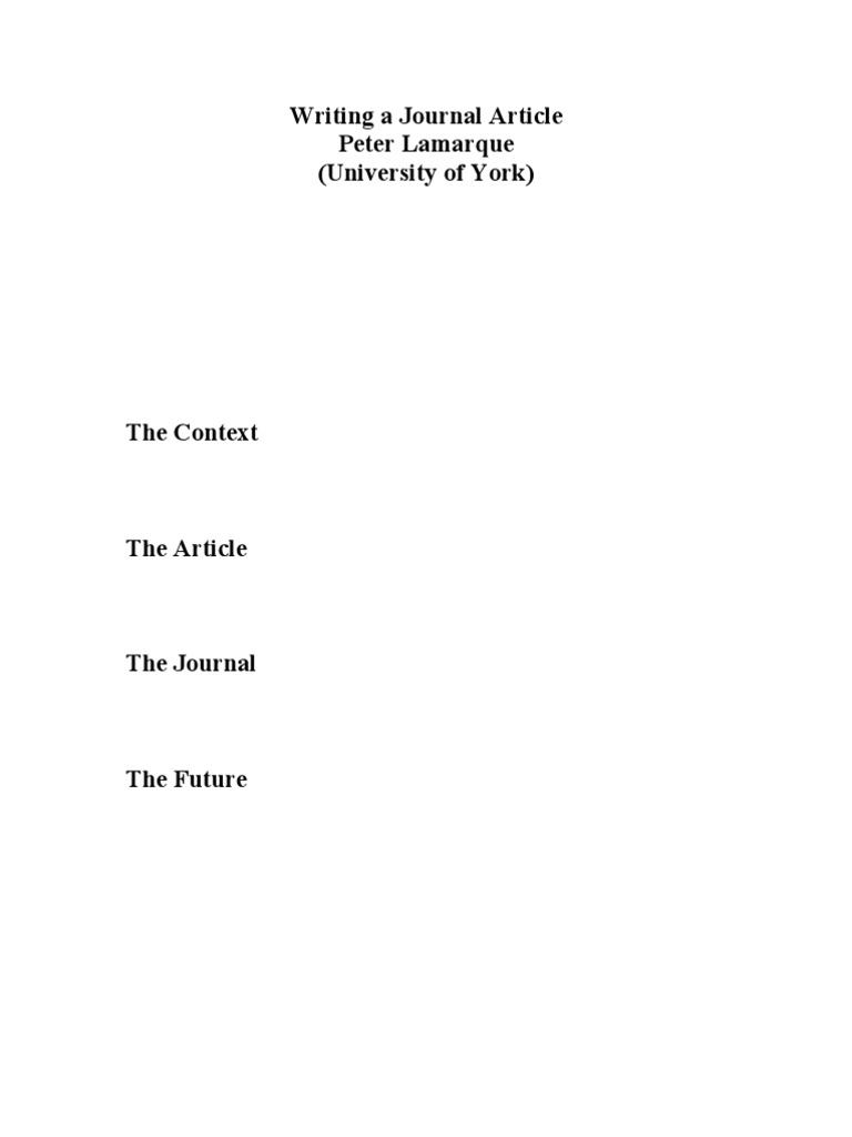 Writing A Journal Article | PDF | Exegesis | Science
