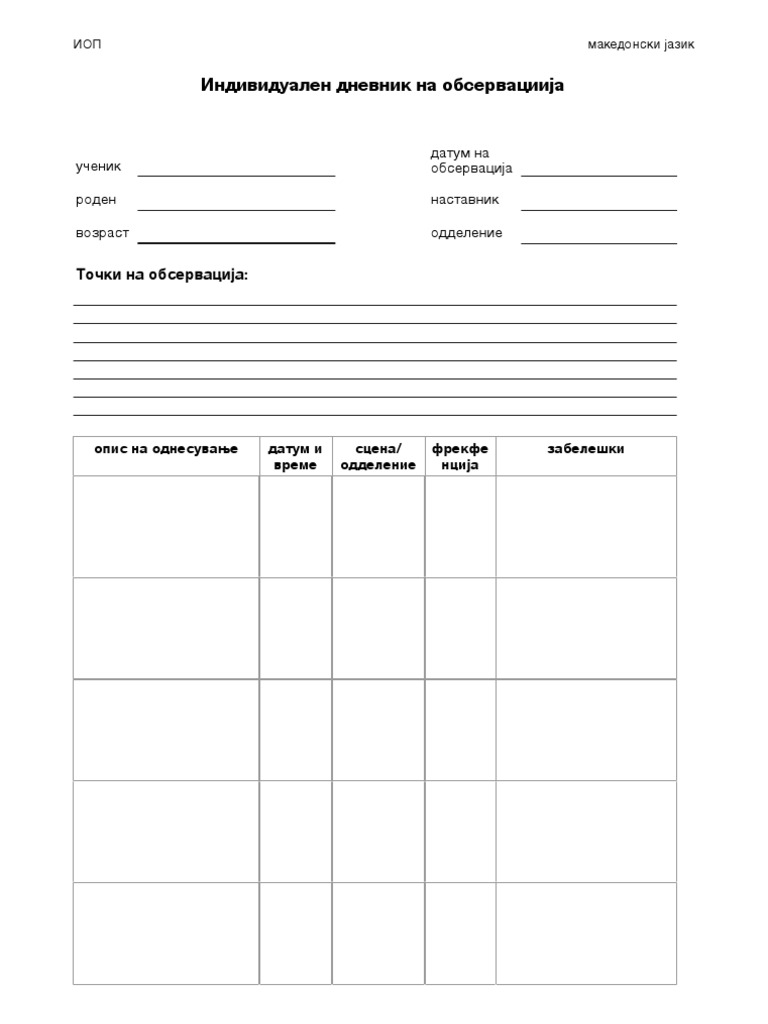 IOP Opservacija Na Ucenik | PDF