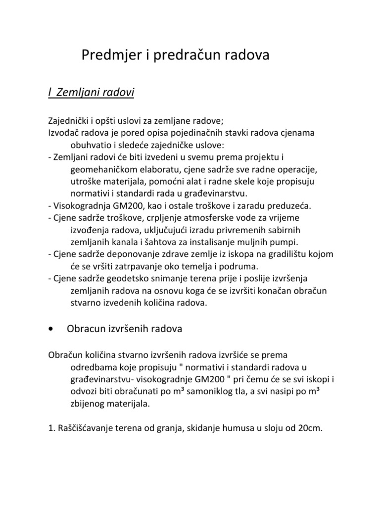 Predmjer I Predračun Radova | PDF