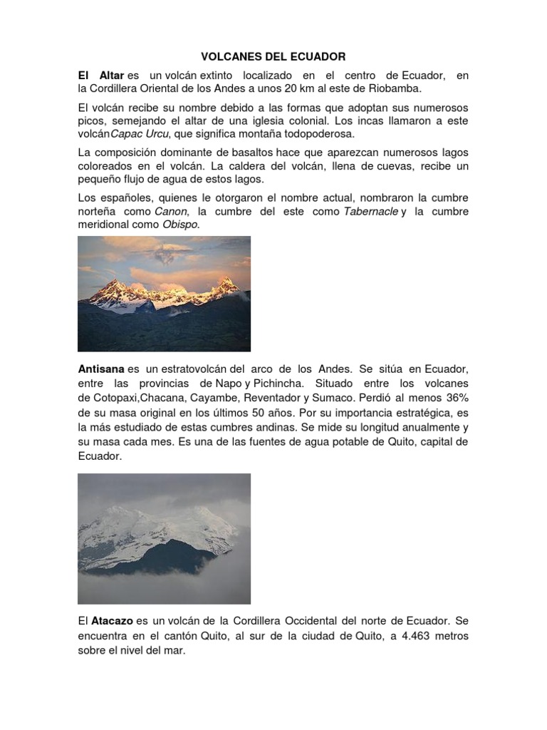 Volcanes Del Ecuador | PDF | Volcán | Vulcanología