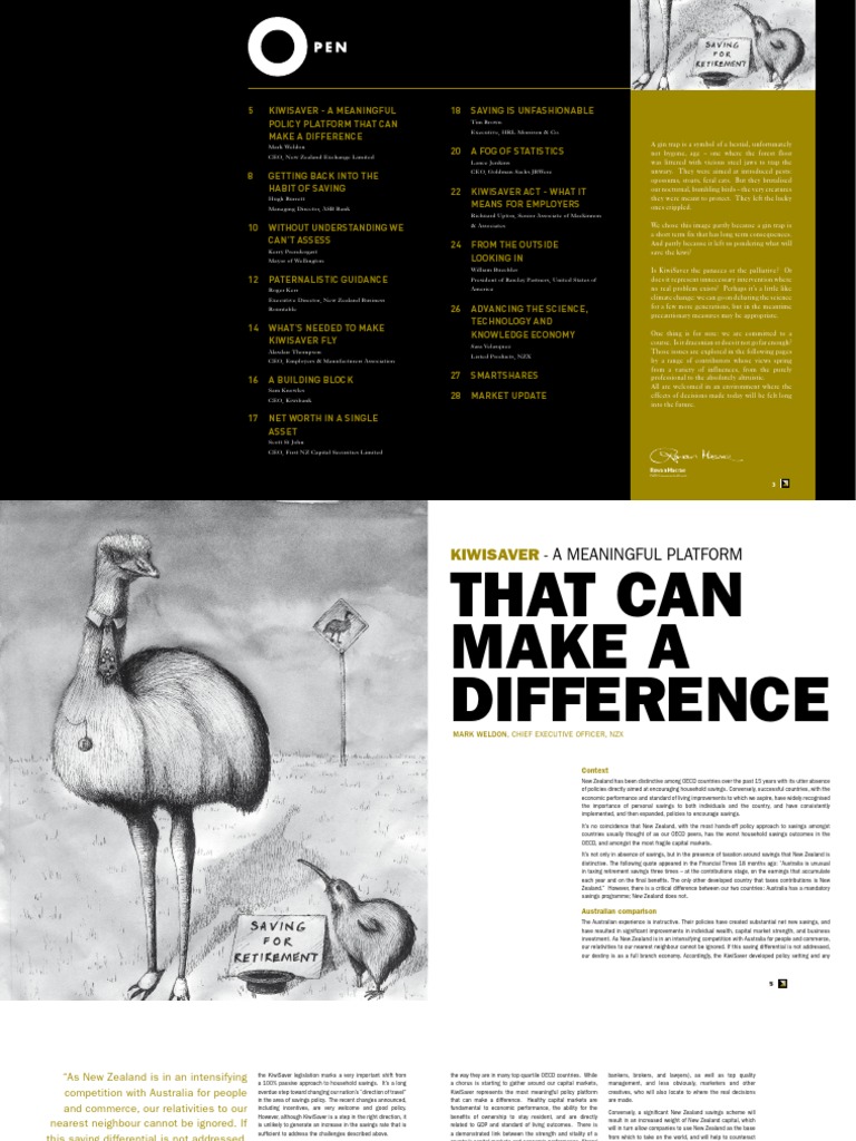 NZX Open Magazine, Issue Two 2006 - "Kiwisaver" | PDF | Pension | Wealth