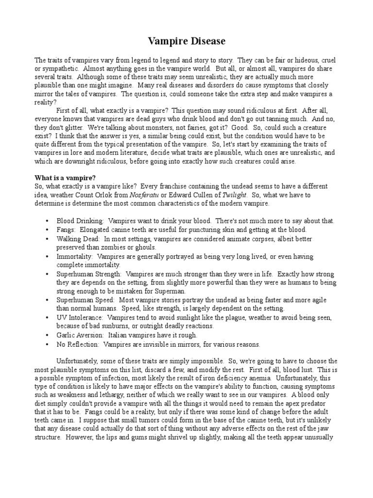 The Biology and Psychology of The Vampire | PDF | Vampires | Herpes Simplex