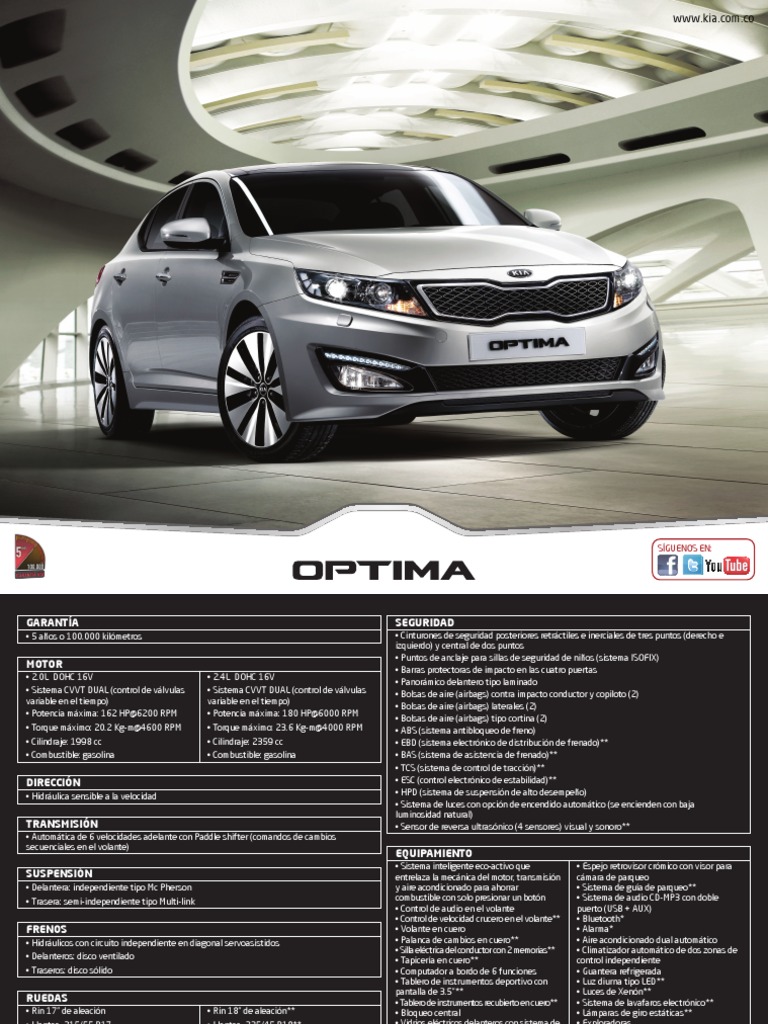 Kia Optima Technical Specifications | PDF | Airbag | Sistema de freno ...