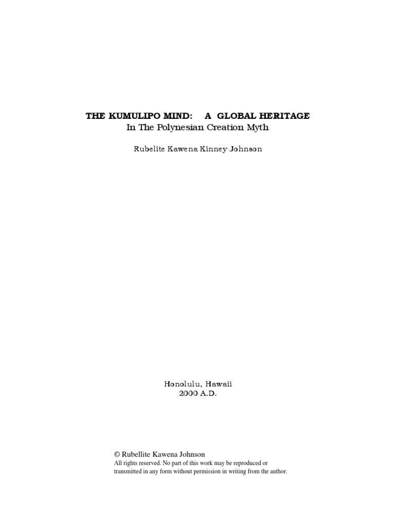 The Kumulipo Mind - A Global Heritage - Kumulipo Version2000 | PDF ...