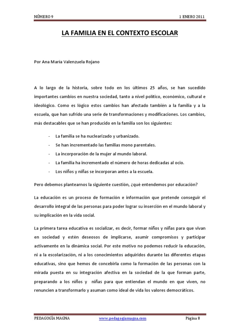 Familia en Contexto Escolar | PDF | Socialización | Pedagogía