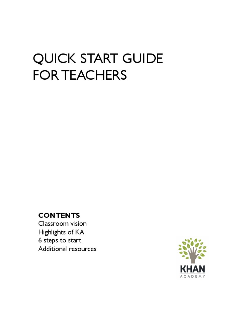 Quick Start Guide for Khan Academy Teachers | PDF | Motivation ...