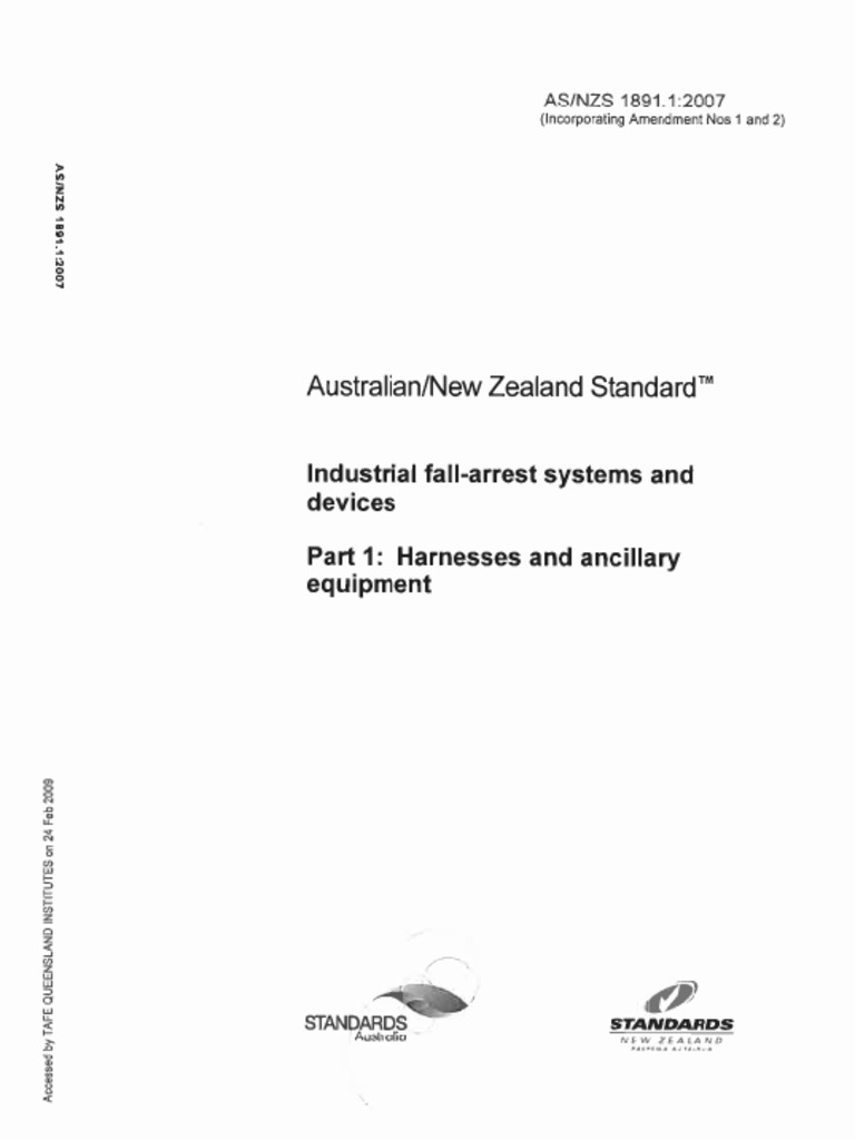 As 1891.1 - Industrial Fall-Arrest Systems and Devices Pt.1 Harnesses ...