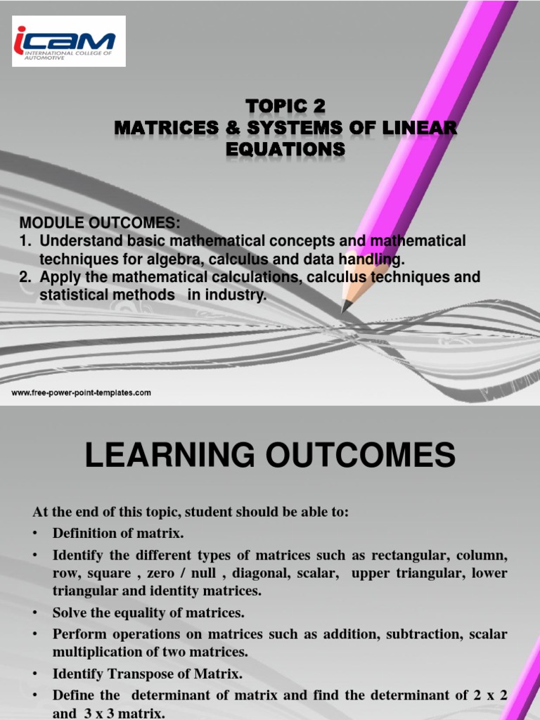 Matrix Basics for Students | PDF | Matrix (Mathematics) | Determinant