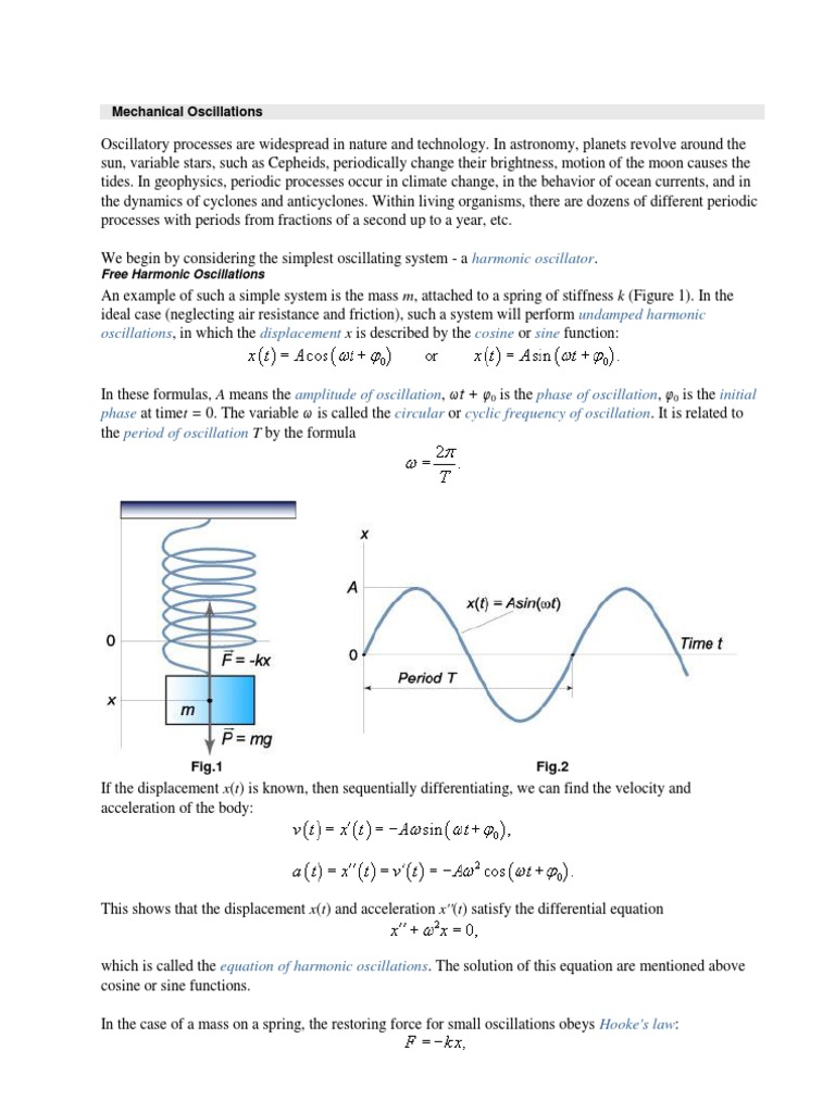 Mechanical Oscillations | Resonance | Oscillation