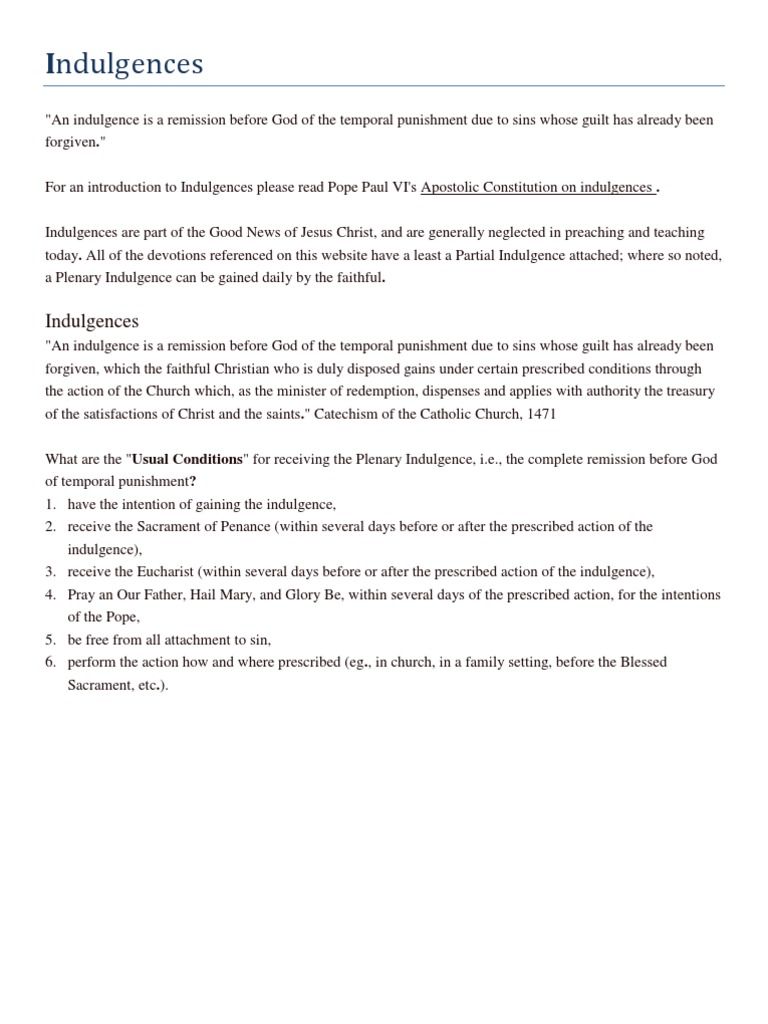 Indulgences, A Summary | PDF | Indulgence | Spirituality