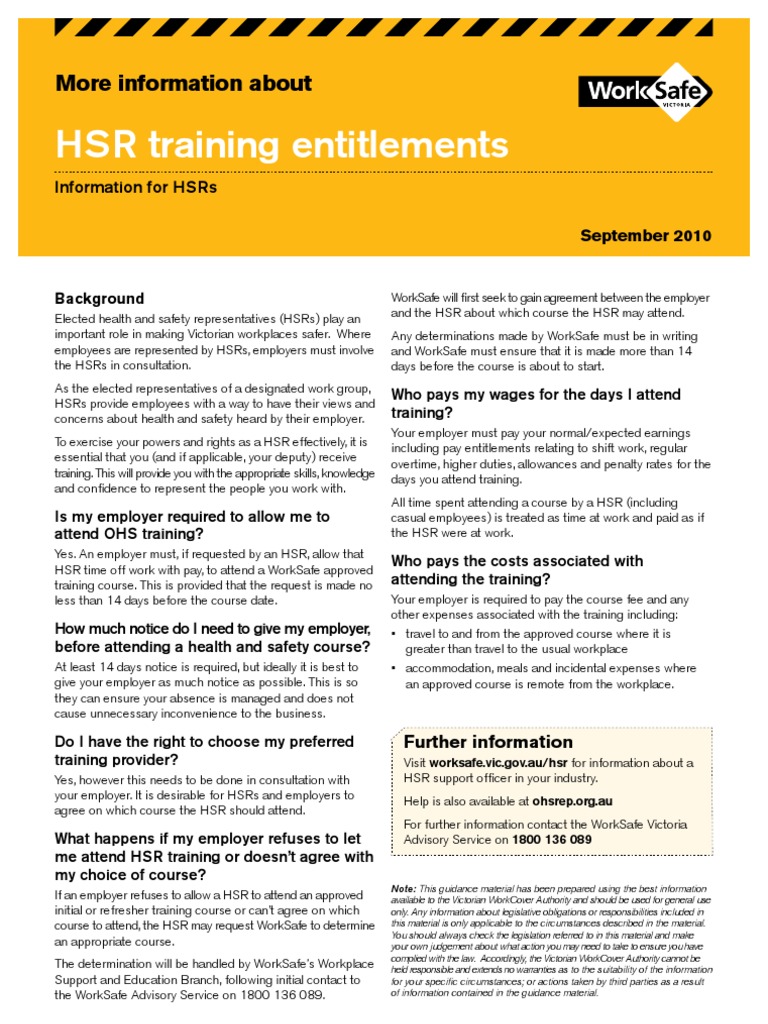 HSR Training Entitlements Final | PDF | Employment | Employee Relations