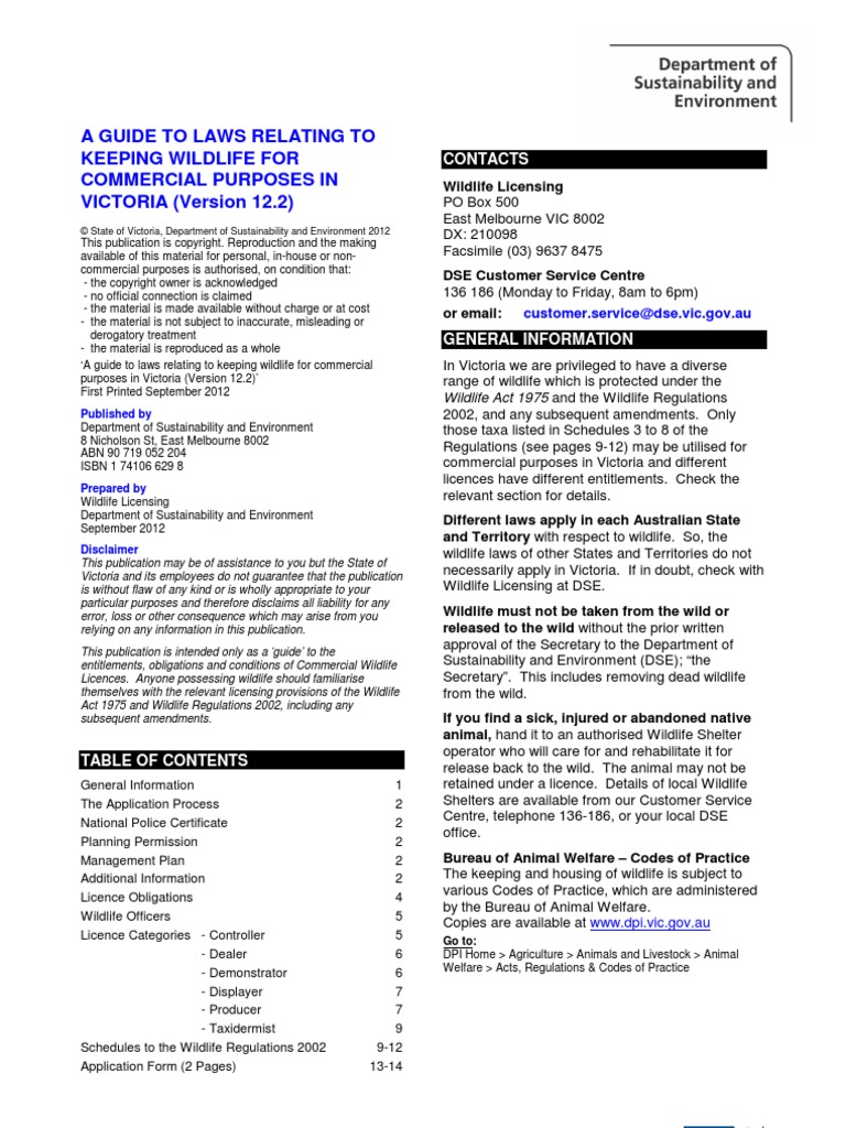Application For A Commercial Wildlife Licence | PDF | License | Hunting
