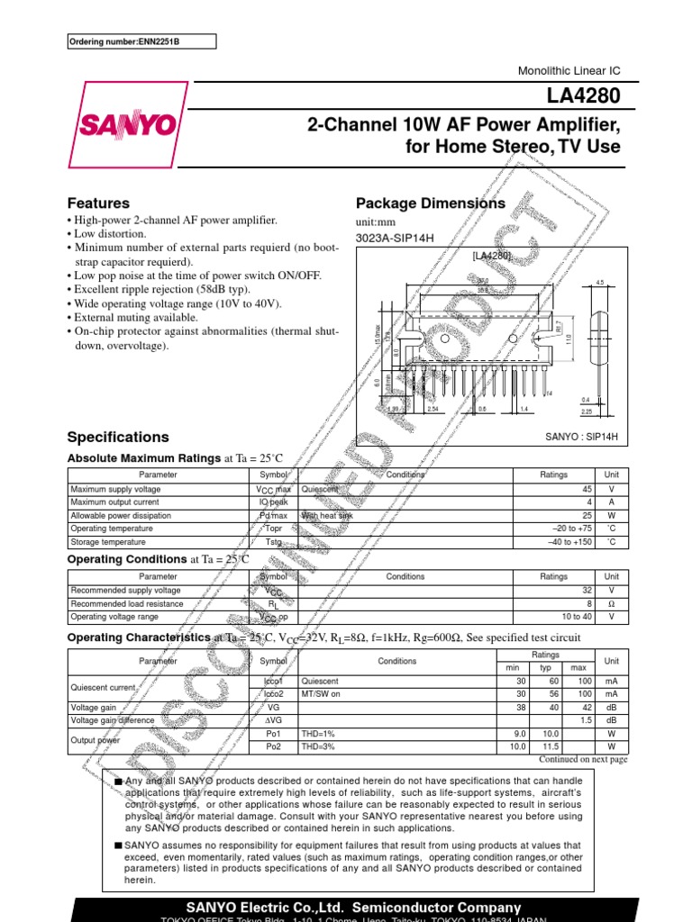 LA4280 | PDF | Electrical Engineering | Electricity