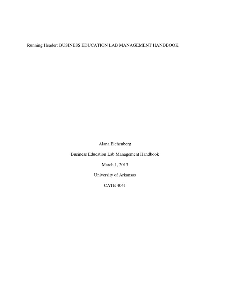 Running Header: Business Education Lab Management Handbook | PDF ...
