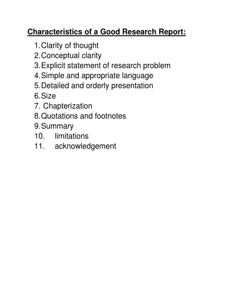 Characteristics of Good Research Reports | PDF | Cognitive Science ...