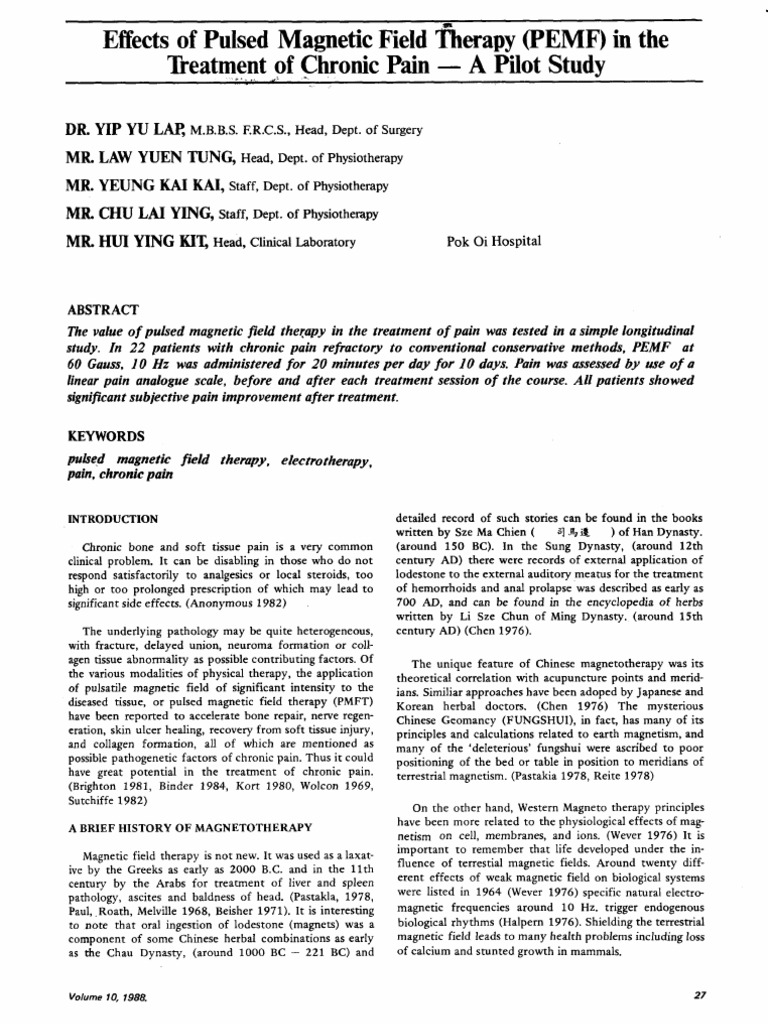 Effects of PEMF | PDF | Pain Management | Pain
