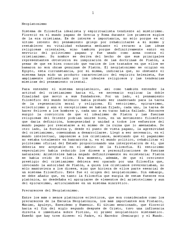 Neoplatonismo | PDF | neoplatonismo | Platón