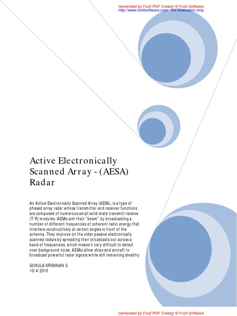 Active Electronic Scanned Array Radar | PDF