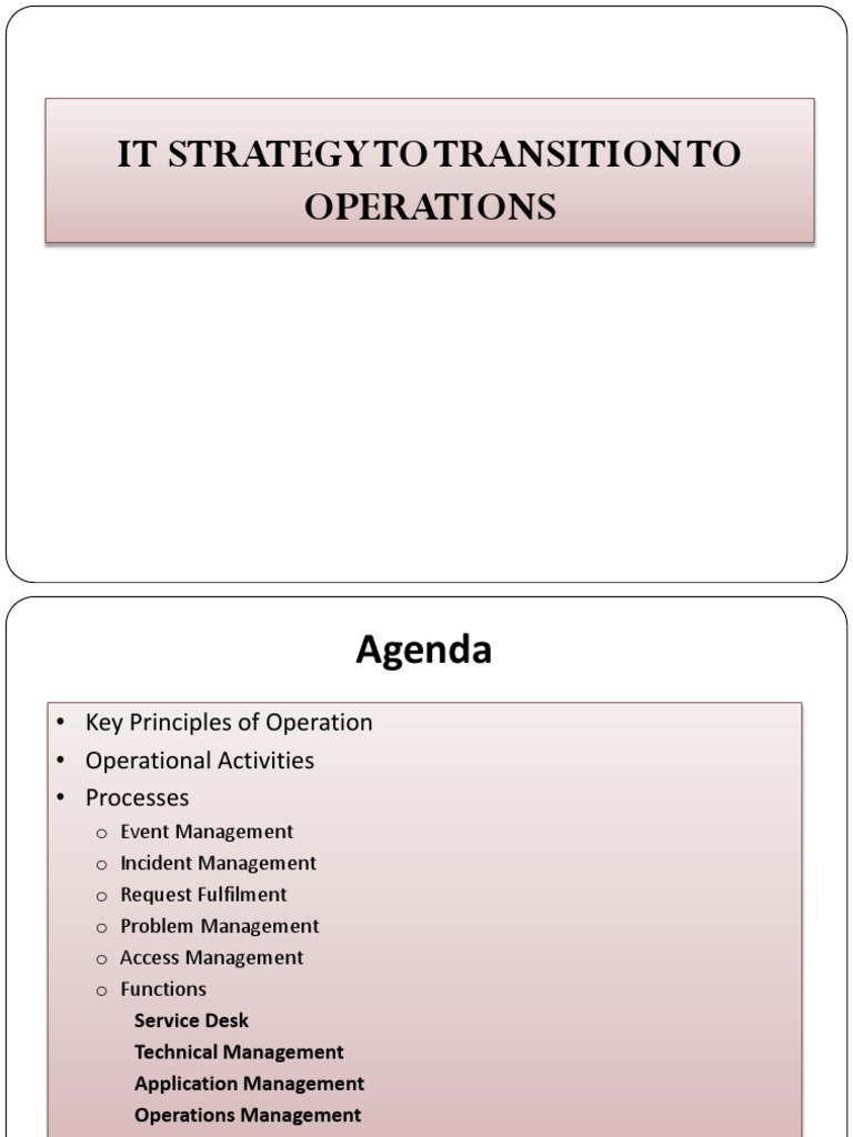 It Strategy To Transition To Operations | PDF | It Service Management ...