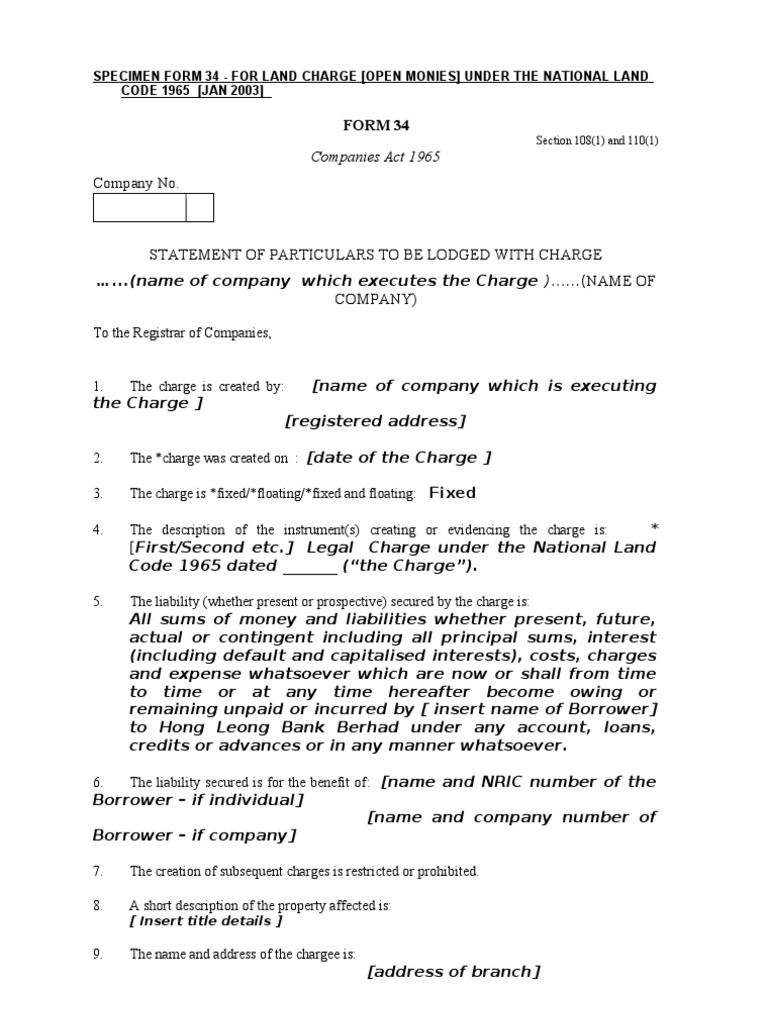 Specimen Form 34-Charge | PDF | Business