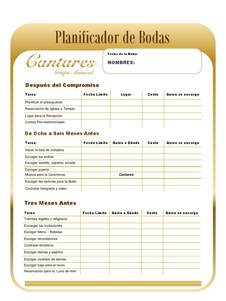 Planificador De Listas De Bodas Para Imprimir Archivo Digital Planner