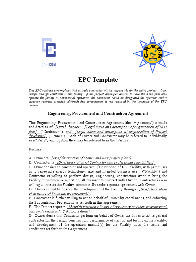 Epc Template | PDF | General Contractor | Quality Assurance