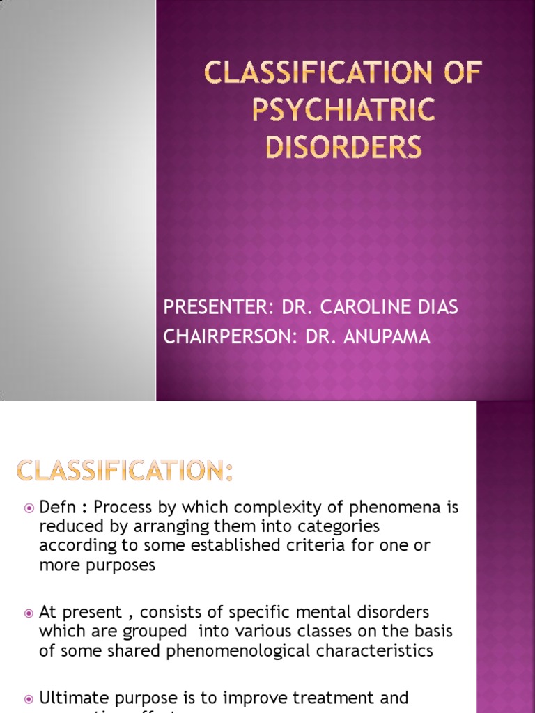 Classification of Psychiatric Disorders | PDF | Diagnostic And ...