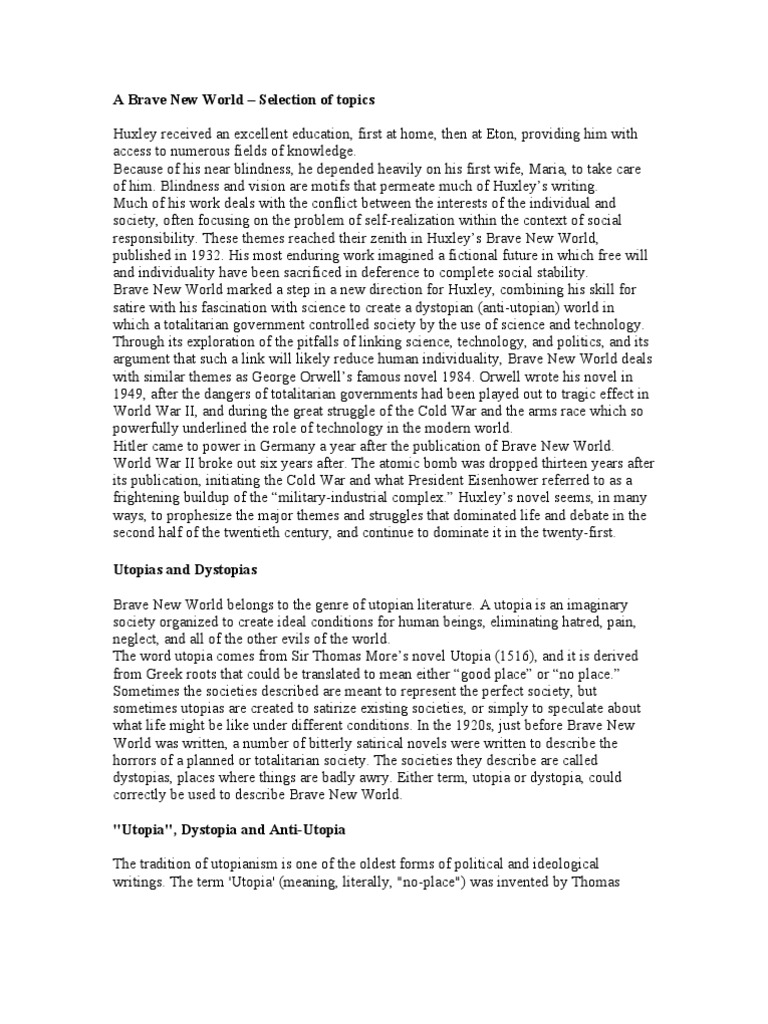 Brave New World | PDF | Dystopia | Utopia