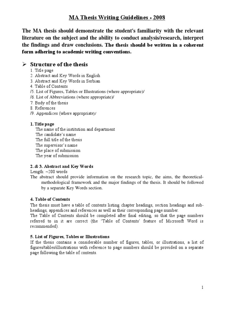 MA Thesis Writing Guidelines | PDF | Thesis | Citation