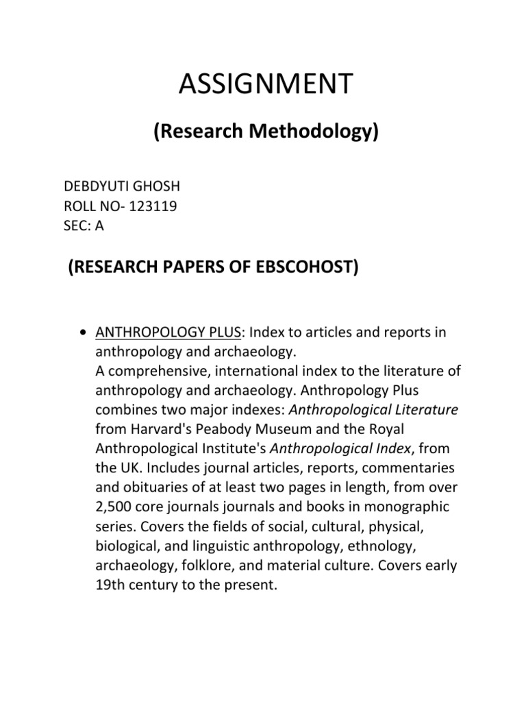 ASSIGNMENT Research Methodology | PDF | Anthropology | Abstract (Summary)