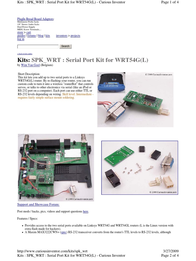Serial Port Kit For A Router WRT54G | PDF | Electrical Connector ...