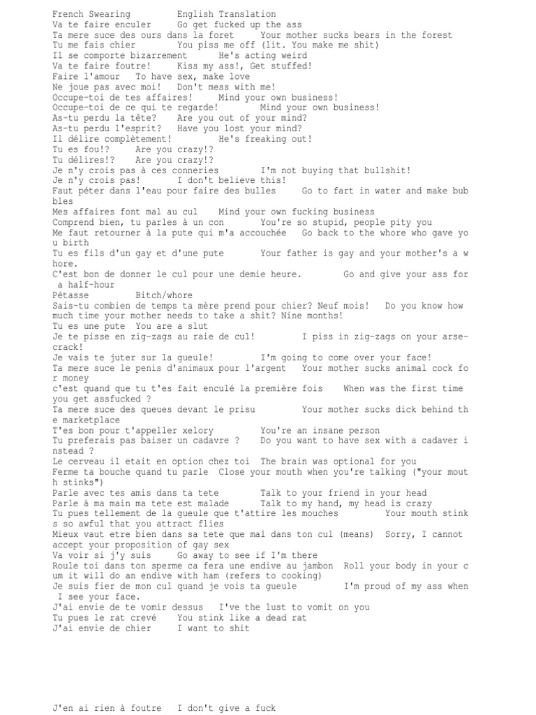 French Insults | PDF | Lexicologie | Vocabulaire