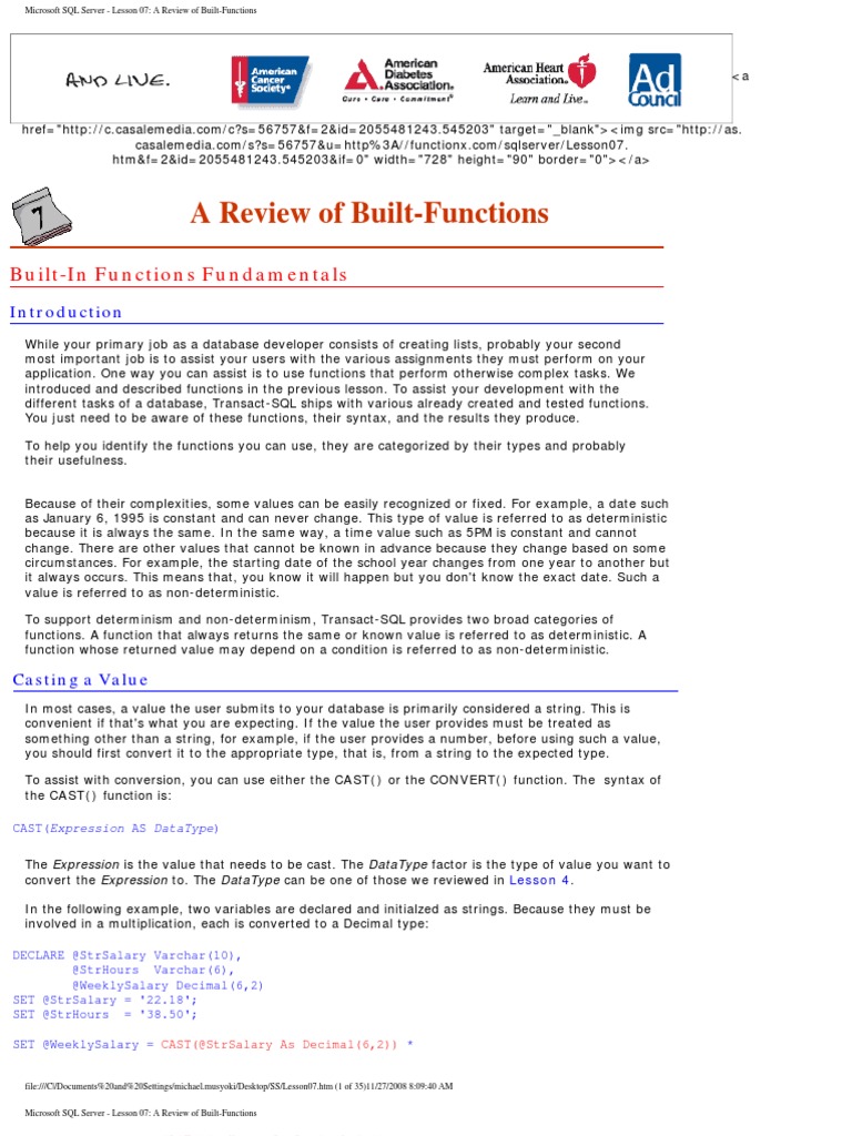 A Review of Built-Functions | PDF | Trigonometric Functions | Sine