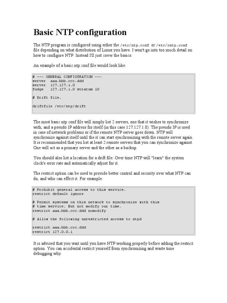 Basic Ntp Configuration Pdf Computer Networking Digital Technology