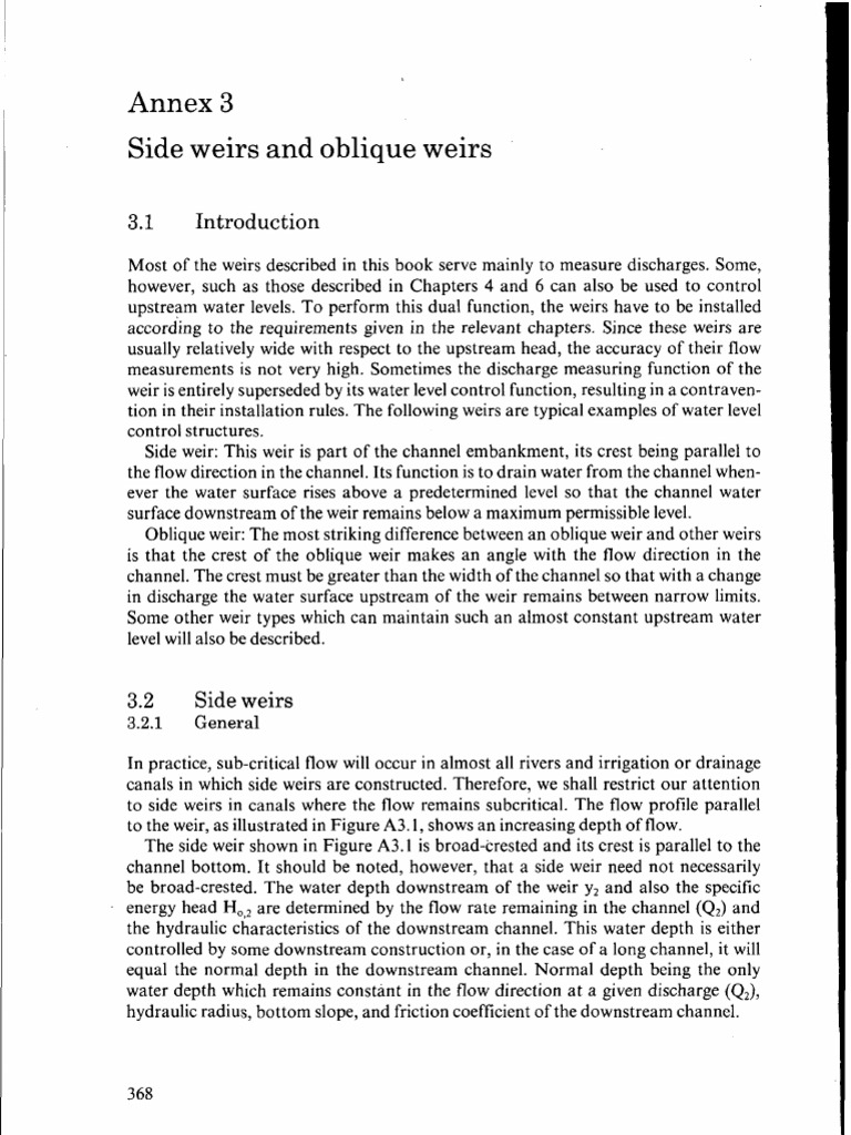Design of Side Weirs | PDF | Chemical Engineering | Fluid Mechanics