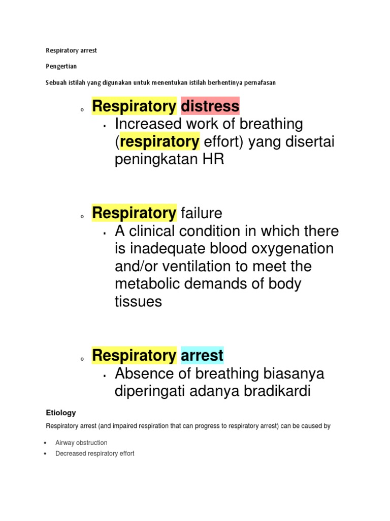 Respiratory Arrest | PDF | Respiratory System | Respiratory Tract